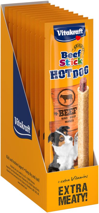 VITAKRAFT BEEF STICK HOT DOG DISPLAY X 10 | PetPartners CL